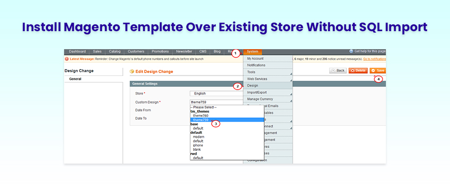 Install Magento Template Over Existing Store Without Sql Import