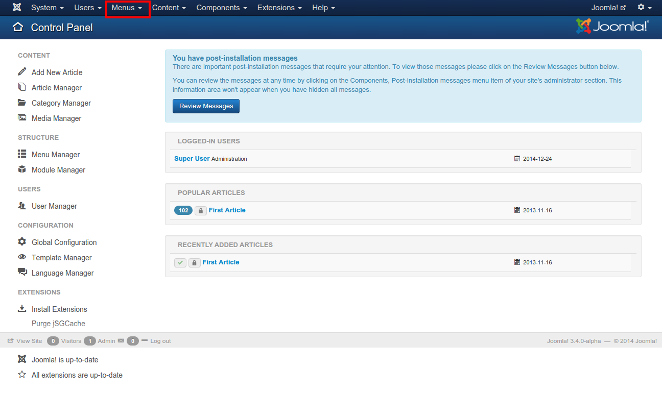 Add non clickable menu items to Joomla template